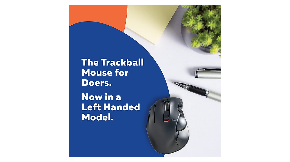 ELECOM EX-G Left Handed Trackball Mouse with Wireless & 6 Programmable ...