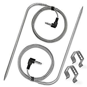 Replacement for Pit Boss Meat Probe Parts, Compatible with Pit Boss Pellet Grills and Pellet Smokers, 3.5 mm Plug, 2 Pack Grill Temperature Probe Comes with Grill Clip Holder 2 Pack