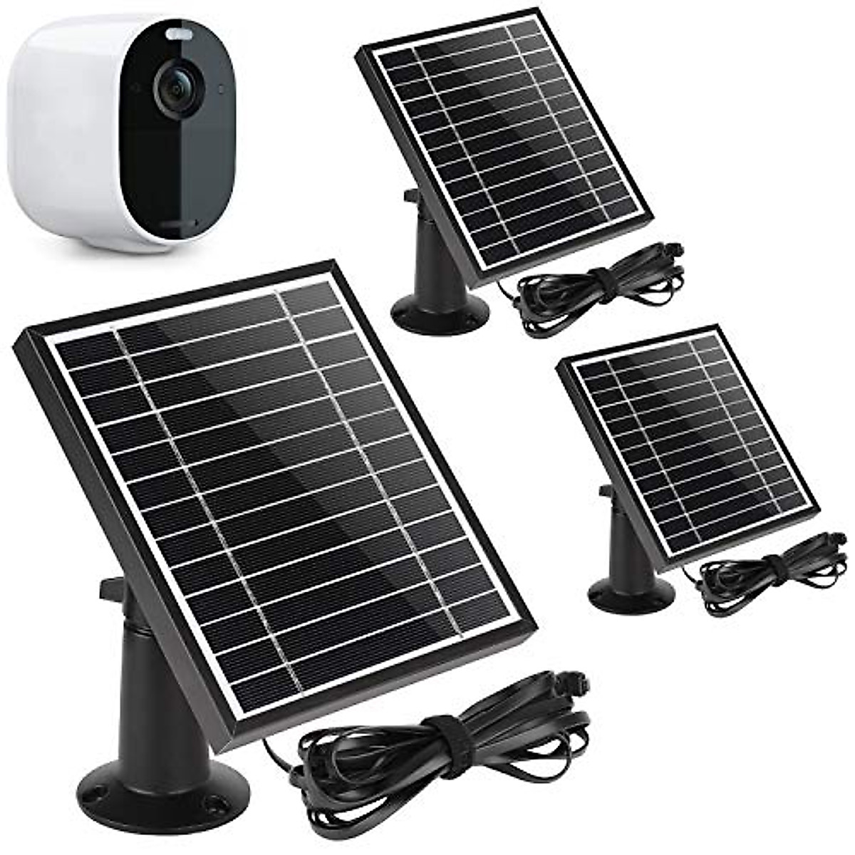UYODM 3 Pack Solar Panel for Arlo Essential Spotlight | Weather Resistant, 16.5Ft Outdoor Power Charging Cable, Adjustable Mount | Not for Arlo HD Pro Pro2 Pro3 - Black