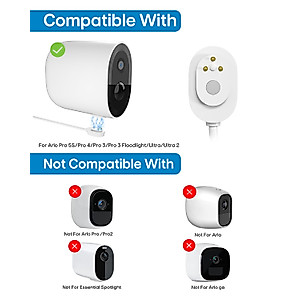 Solar Panel Charger Compatible with Arlo Pro 5S/Pro 4/Pro 3/Pro 3 Floodlight/Ultra/Ultra 2 Camera, 6V 4.5W Solar Panels Charging IP65 Weatherproof w/ 9.8ft Charging Cable Adjustable Wall Mount, 4 Pack