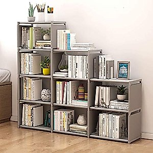 HOSTARME Bookshelf Kids 9 Cube Book Shelf Organizer Bookcase DIY for Bedroom Classroom Office (Greyness)