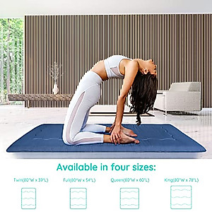 WAVV 4 inch Full Futon Mattress,Updated Japanese Floor Mattress Thicken Tatami, Foldable Sleeping Roll up Mattress with CertiPUR-US Certified Breathable Cover for Guest, Kids Floor Pad,Camping