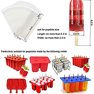 Miaowoof 200Pcs Popsicle Bags Ice Cream Bags Ice Pop Bags(Self-sticking)