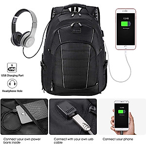Laptop Backpack, Extra Large 17 Inch Business Travel Backpack with USB Charging Port Earphone Hole, Durable Water Resistant Work Computer Backpack College/High School Bags for Men/Women/Boys