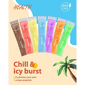 150 Disposable Ice Popsicle Mold Bags (8x2") for DIY Natural Fruit Snacks, Juice & Smoothies, Ice Pops Molds | BPA-Free, Zip Seals, Funnel Included