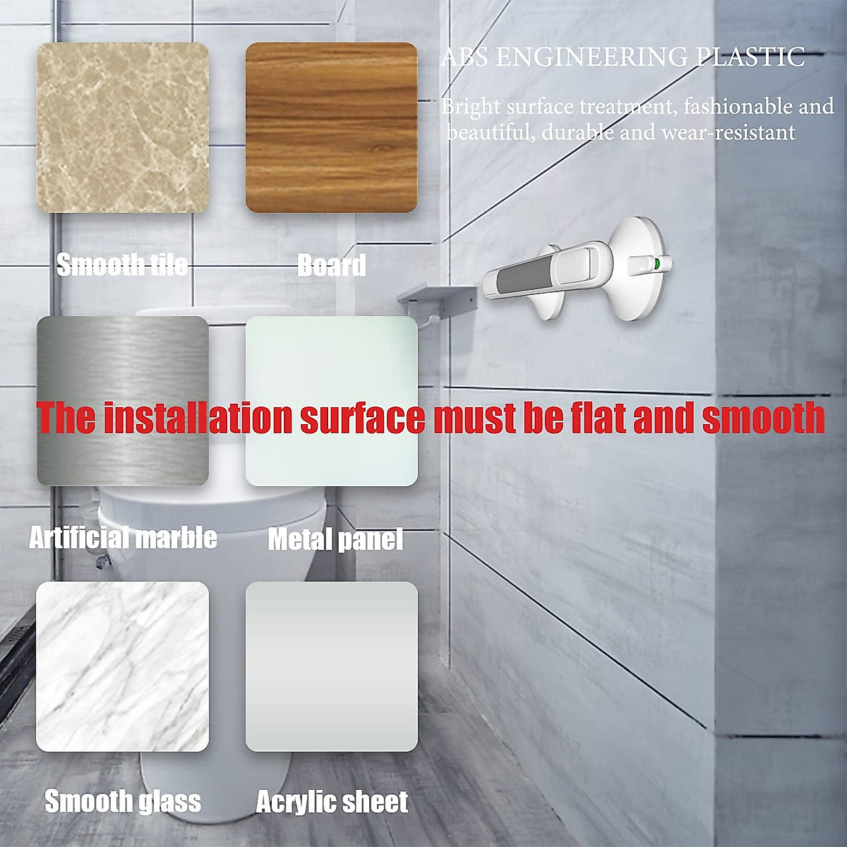 LORESJOY Handicap Grab Bars for Bathtubs and Showers, 12 inch Grab Bars for Bathroom with Indicators, Suction Cup Shower Handle for Elderly, Balance Assist Safety Bath Handle Bathroom Balance Bar