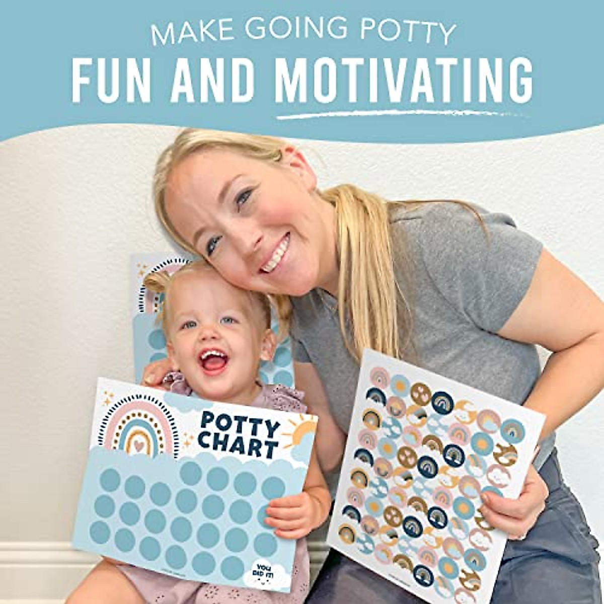 Boho Potty Training Chart for Toddler Girls - Potty Training Sticker Chart for Girls Potty, Potty Chart for Girls with Stickers, Sticker Chart for Kids Potty Training Reward Chart, Kids Reward Chart