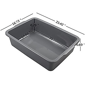 Fiazony Large Plastic Bus Boxes, Gray Commercial Plastic Tubs, 32 L, 4-Pack 