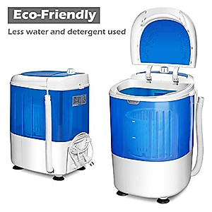 COSTWAY Portable Mini Washing Machine with Spin Dryer, Washing Capacity 5.5lbs, Electric Compact Machines Durable Design Energy Saving, Rotary Controller, Laundry Washer for Home Apartment RV, Blue