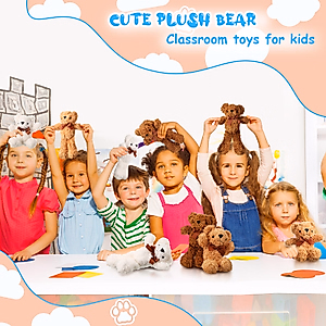 HyDren 18 Pack 8 Inch Bear Stuffed Animal Plush Bears Toys Bulk Soft Bear Doll for Christmas Wedding Birthday Decorations Baby Shower Party Favors(White, Light Brown, Dark Brown)