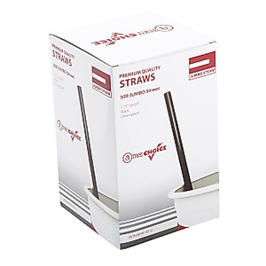 AmerCare 7.75 Inch Jumbo Black Straws, Unwrapped, Case of 12,000