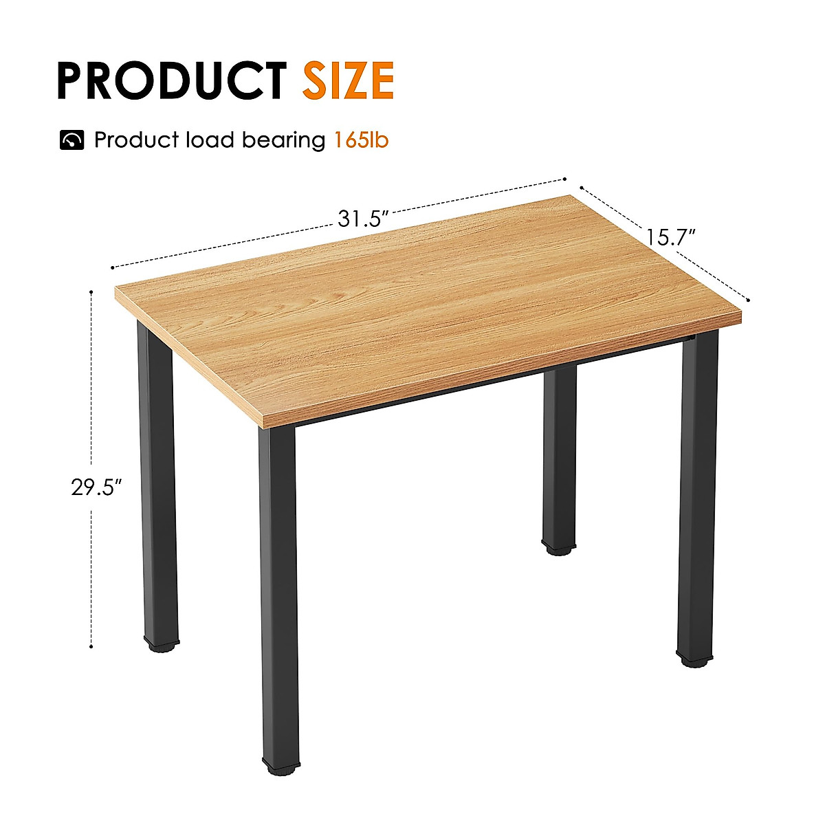 Need Small Desk, 31.5 inch Sturdy Writing Desk for Small Spaces, Small Computer Desk Teens Desk Study Table Laptop Desk Home Ofice Desk, Black Metal Frame, Teak