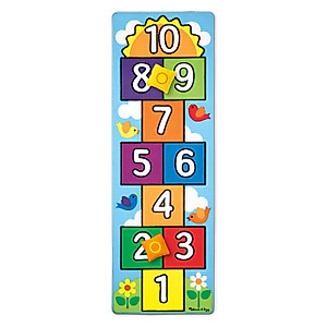 Melissa & Doug Hop & Count Hopscotch Rug (Play Space & Room Decor, Skid-Proof Backing, 27” H x 5.5” W x 5.5” L) - Classic Hopscotch Rug For Kids