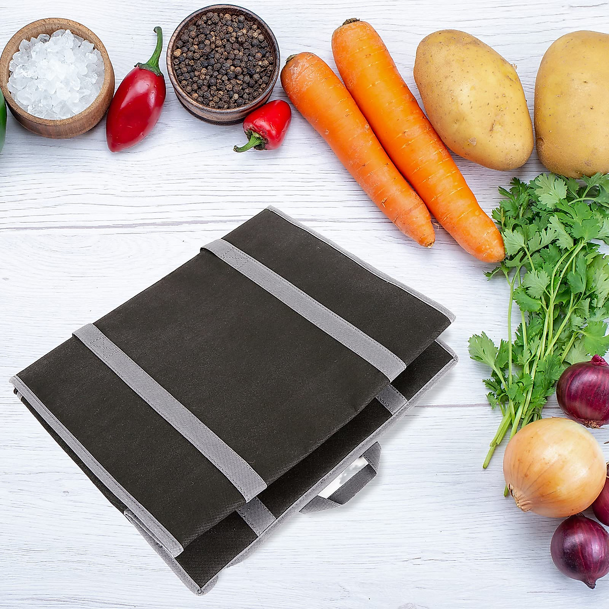 Insulated Reusable Grocery Bags(Pack of 2-Extra Large)Black, Portable Travel Bag For Frozen Food, Reusable Bags with handles-Foldable Insulated Bag Grocery, For Hot Cold Food Reusable Shopping Bags