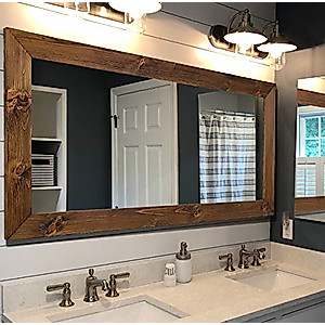 Shiplap Rustic Wood Framed Mirror, 20 Stain Colors - Provincial - Rustic Reclaimed Style Wood, Farmhouse Bathroom Mirror, Full Length Vanity Mirror, Large Mirror For Wall, Big Hanging Wall Mirror