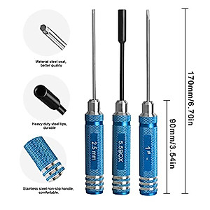 12Pcs RC Car Tools Kits Screwdriver Set (Hex, Phillips, Flat) Pliers Socket Wrench Hobby Tools Kits for Traxxas Arrma RC Car Drone Airplane Helicopter Vehicle Multirotors Models Repair Tool (Blue)