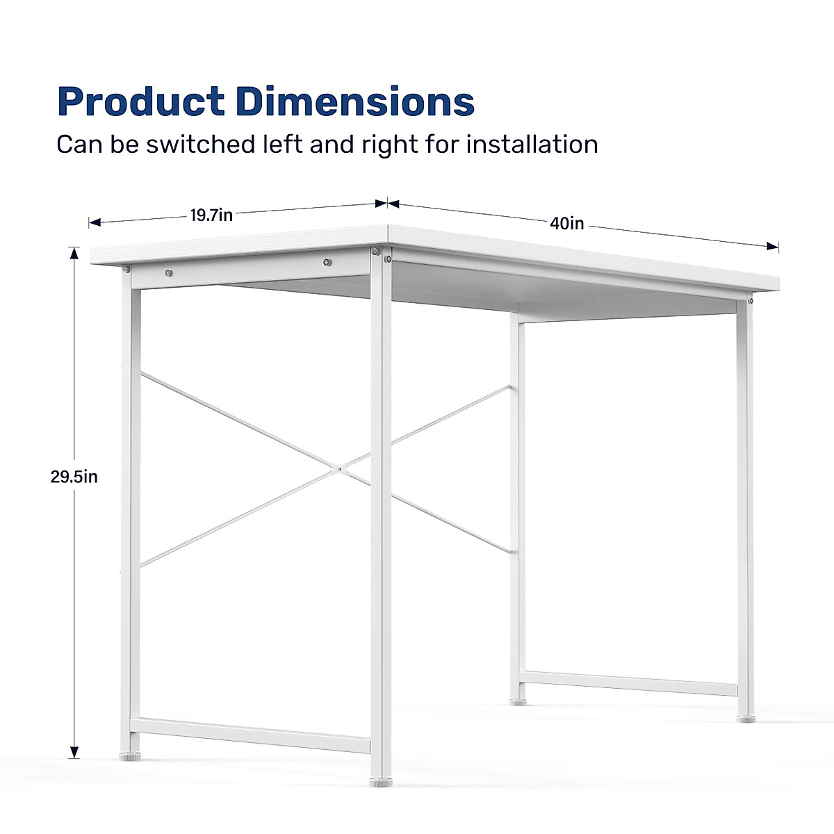 YSSOA Computer Desk Home Office Work Study Writing Modern Simple Table with Headphone Hooks, 40 Inch, Basic White