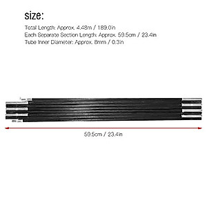 Camping Tent Pole, Fiberglass Tent Pole Repair Kit 4.48M 2Pcs Fiberglass Camping Tent Pole Bars Outdoor Foldable Support Rods Awning Frames Kit for 5-6 Person Camping Tent