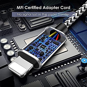 Apple MFi Certified iPhone Aux Cord for Car, Lightning to 3.5mm Audio Cable, Auxiliary Cord Compatible with iPhone 13/12/11/XR/XS/X/8/7/6 Plus/SE 2, Nylon Braid-3.3ft (Silver)