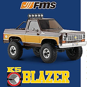 EAZYRC X FMS 1/24 Chevy K5 Blazer 1969s RC Truck RTR Brown, with Lisense RC Crawler, 4WD 5Km+ 2-Speed Transmission RC Car Off-Road Vehicle with 2.4 Ghz Radio, Battery, LED Light and USB Charger