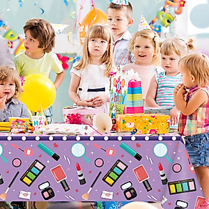4 Pack Spa Theme Tablecloth Spa Makeup Party Tablecovers 51 x 86 '' Disposable Plastic Makeup Theme Table cover for Girls Spa Makeup Party Birthday Party Decorations Baby Shower Party (Makeup-4)