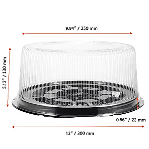 SINJEUN 15 Pack 10 Inches Plastic Disposable Cake Container, Disposable Cake Carrier with Clear Dome Lid, Clear Disposable Cake Holder for Transporting, Storing, Displaying
