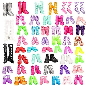 Miunana 50 Pairs Doll Shoes High Heel Shoes Doll Boots Flat Shoes Set for 11.5 inch Girl Dolls Fashionista Shoe Lots
