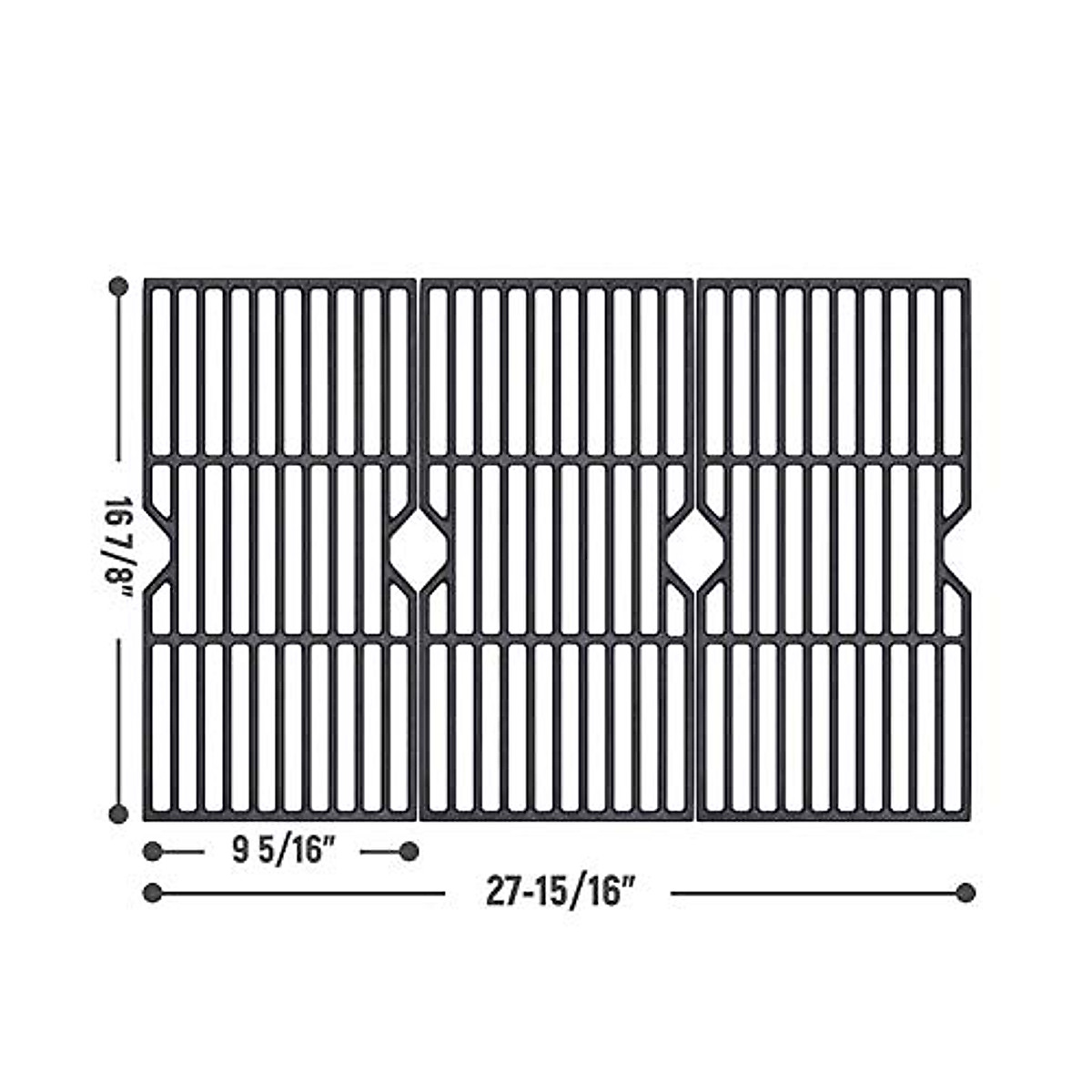 SHINESTAR 16 7/8 Inch Grill Grates Replacement for Thermos, Charbroil 463436215, 463432215, 461442114, 463420508, 463436214, Master Chef, Backyard Gas Grill Parts, Heavy Duty Cast-Iron, 3-Pack
