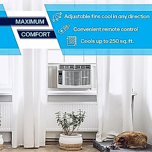 Arctic Wind 2AW6000DA White 6,000 115V Air Conditioner & Dehumidifier with Remote Control, Window AC Unit for Apartment, Dorm, Small Rooms up to 250 Sq. Ft, 6000 BTU
