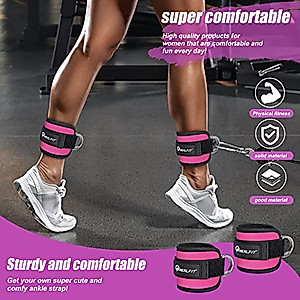 NEALFIT Ankle Strap for Cable Machine, Gym Ankle Cuff for Kickbacks, Leg Extensions, Glute Workouts, Booty Hip Abductors Exercise for Women and Men (Single, Pink)