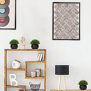 FIAHOSEY Fake Potted Plants Small Artificial Grass with Matte Black Ceramic Pots Faux Plant Greenery for Bathroom Living Room Office Tabletop Desk Shelf Decoration