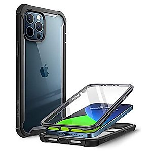 i-Blason Ares Case for iPhone 12 Pro Max 6.7 inch (2020 Release), Dual Layer Rugged Clear Bumper Case with Built-in Screen Protector (Black)
