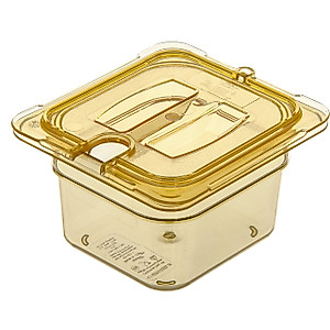 Carlisle FoodService Products 10511U13 StorPlus High Heat Universal Handled Notched Food Pan Lid, Sixth Size, Amber