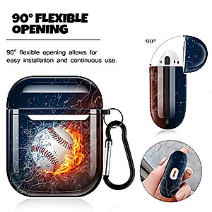 Black AirPods Case Cover,Soft AirPods Case 2&1 Shockproof Silicone Waterproof Protective AirPods Skin Protective Case for Airpods 1st/2nd Charging Case for iPhone 11/12/XR/7/7P (Baseball)