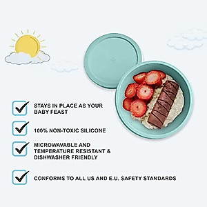 Octopod Silicone Baby Suction Bowl With Lid - Toddler & Baby Bowls, Baby Food Containers, Spill Proof Bowls For Toddlers, Suction Baby Bowls With Lids, Food Grade Silicone Bowls For Babies (Blue)