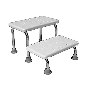 PENGJIE Folding Ladder Step Stool 2 Step Ladder Stool with Leaking Holes Anti Slip Stainless Steel Shower Stool Pedal Stool