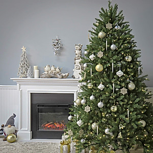 National Tree Company Pre-Lit Artificial Full Christmas Tree, Green, Dunhill Fir, White Lights, Includes Stand, 7.5 Feet