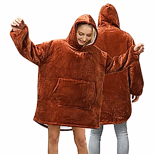 rericonq Blanket Hoodie, Oversize Hoodie Blanket Wearable For Women Man Teens,Warm Fleece Sweatshirt With Giant Pocket Thick Flannel Blanket Hooded