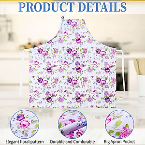 Janmercy 3 Pieces Plus Size Aprons for Women with Pockets Floral Apron Adjustable Cooking Aprons for Kitchen Cooking Baking Household Cleaning Gardening Supplies