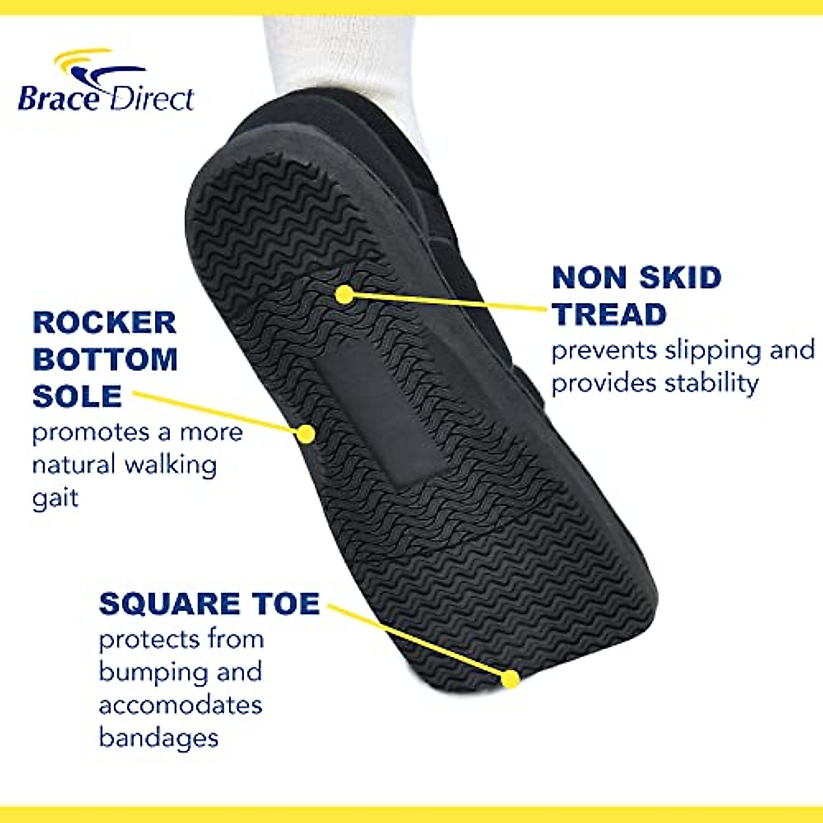 Brace Direct Post Op Recovery Shoe - Adjustable Medical Walking Shoe for Post Surgery or Operation Support, Broken Foot or Toe, Stress Fractures, Bunions, or Hammer Toe for Left or Right Foot