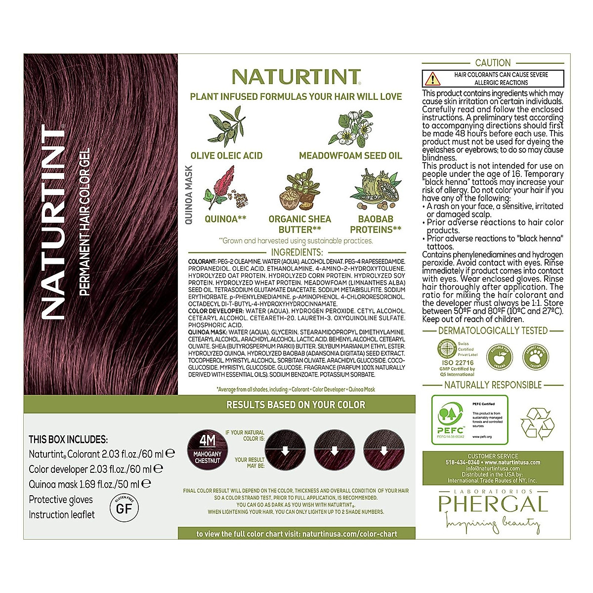 Naturtint 4M Mahogany Chestnut Permanent Hair Color (Pack of 1), Ammonia Free, Vegan, Cruelty Free, up to 100% Gray Coverage, Long Lasting Results (Packaging may vary)