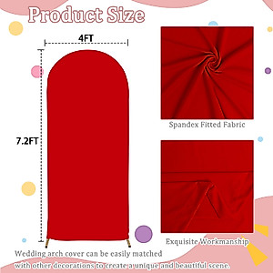 Red Arch Cover Spandex Circle Arched Cover 7.2FT for Round Top Arch Covers Backdrop Fabric for Event Banquet Wedding Balloon Arch Cover Unique Arch Backdrop for Bridal Baby Shower Party Decorations