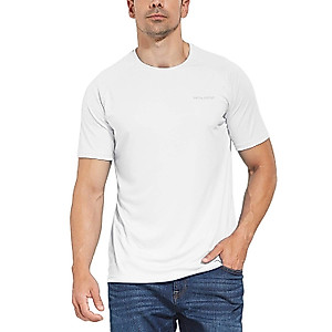 BALEAF Men's UPF 50+ Outdoor Running Workout Short-Sleeve T-Shirt White Size S