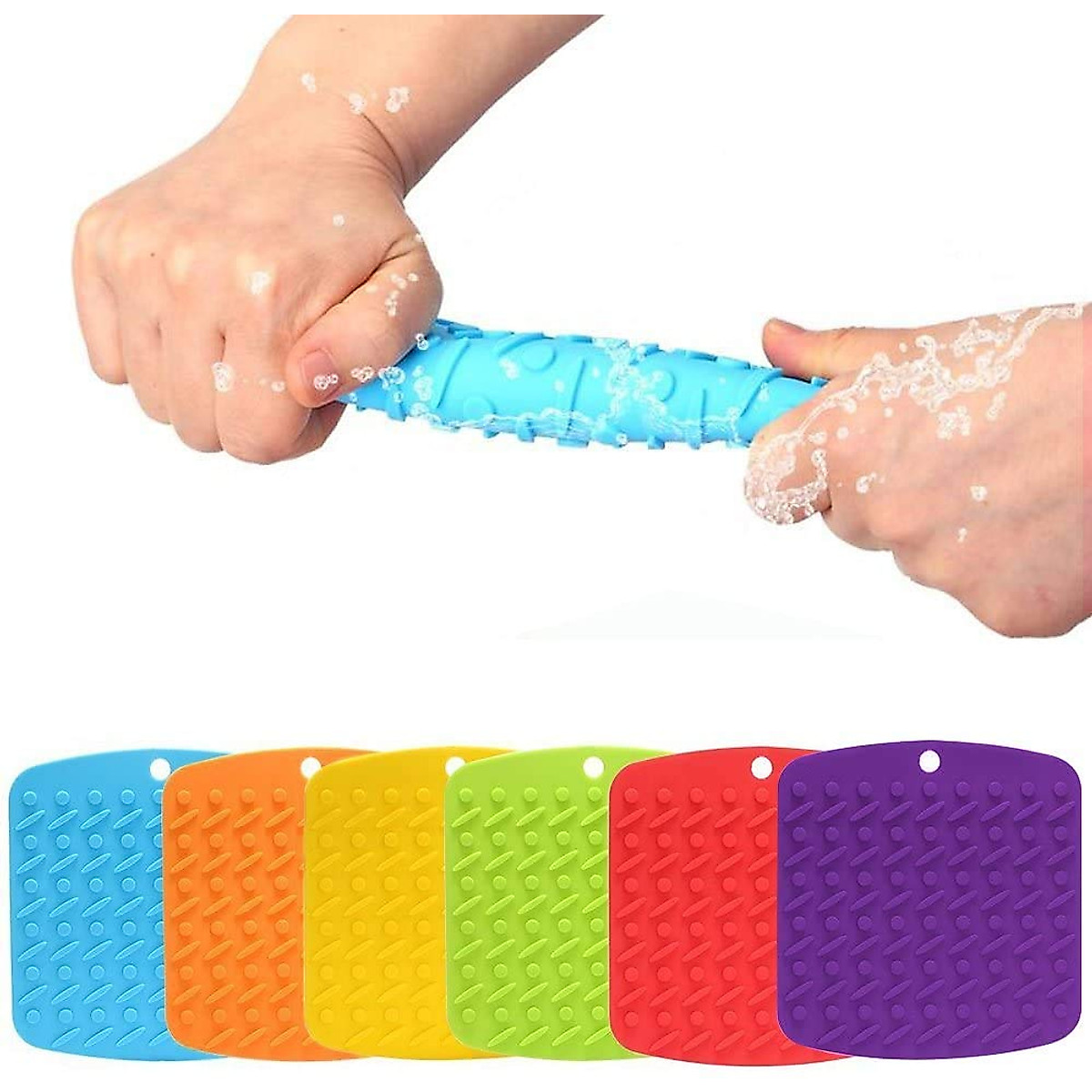 Aibrisk Silicone Trivet Mats Pot Holders for Kitchen Hot Dishes Hot Pads Spoon Rest Garlic Peeler Jar Opener Multipurpose Kitchen Tool 7''x7" Silicone Trivet Pot Mat (Set of 6)