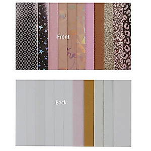 LITCHI 11 Pieces 8x12 Inch Gold Faux Leather Sheets Include Fine Glitter Leather Sheets,Chunky Glitter Leather Sheets, Leather Sheet,Holographic Leather Sheets for Leather Bows Earrings Making