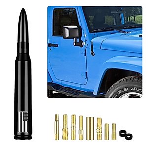 American Flag Car Truck Bullet Antenna,Aluminum Alloy - Enhance Signal Stability and Waterproof,Compatible with Dodge, Ford, Chevrolet, Toyota, Jeep, GMC Antenna Replacement(Black)