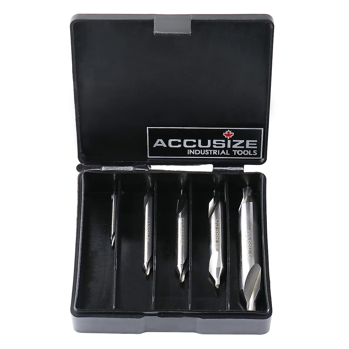 Accusize Industrial Tools 5pc ANSI M42 (H.S.S. + 8% Cobalt) Center Drill Set, 0556-5500