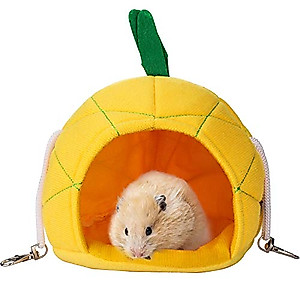 Jetec Pineapple Hammock Soft Hamster House Bed Small Animals Hamster Hanging House Cage Nest Sugar Glider Cage Accessories for Guinea Pig Rat Chinchilla Small Pets Sleeping Playing
