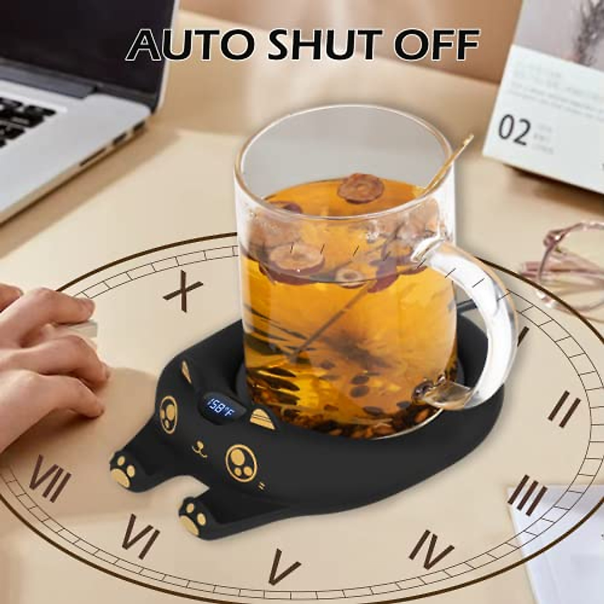 PUSEE Mug Warmer Set, Cute Coffee Warmer for Desk Coffee Cup Warmer Auto Shut Off, Electric Candle Warmer with 3 Temp Settings,Coffee Warmer with Mug Set Coffee Gifts Birthday Gift Office Gifts