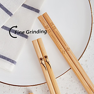 10 Pairs Chinese Traditional Style Chopsticks, Natural Bamboo Chopsticks Reusable, 9.45inch/ 24cm Non-slip Chopsticks For Restaurant Eating Cooking, Lightweight Healthy Chopstick, Rabbit